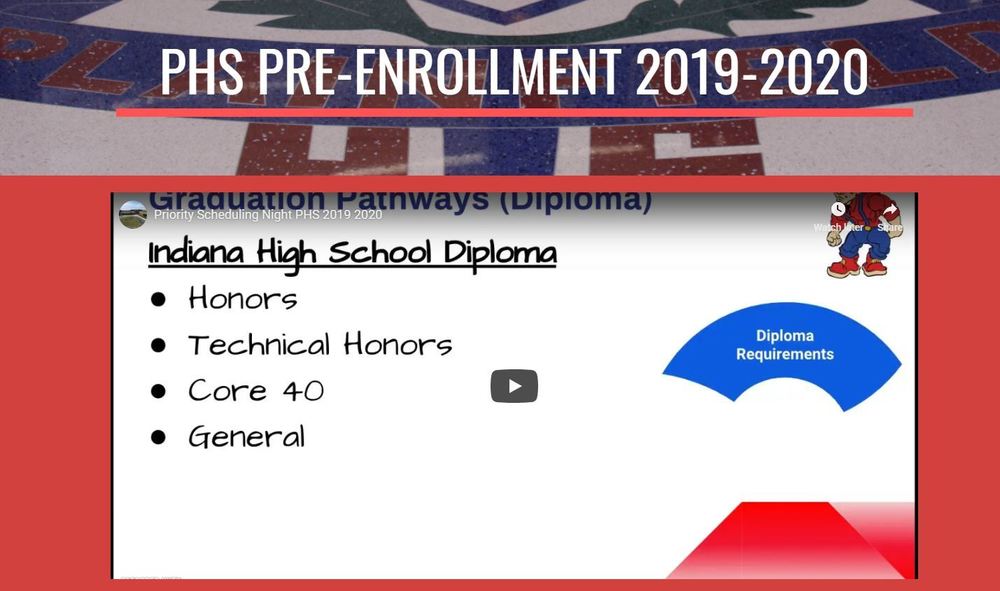 PHS Pre-enrollment 2019-20 Information | Plainfield High School